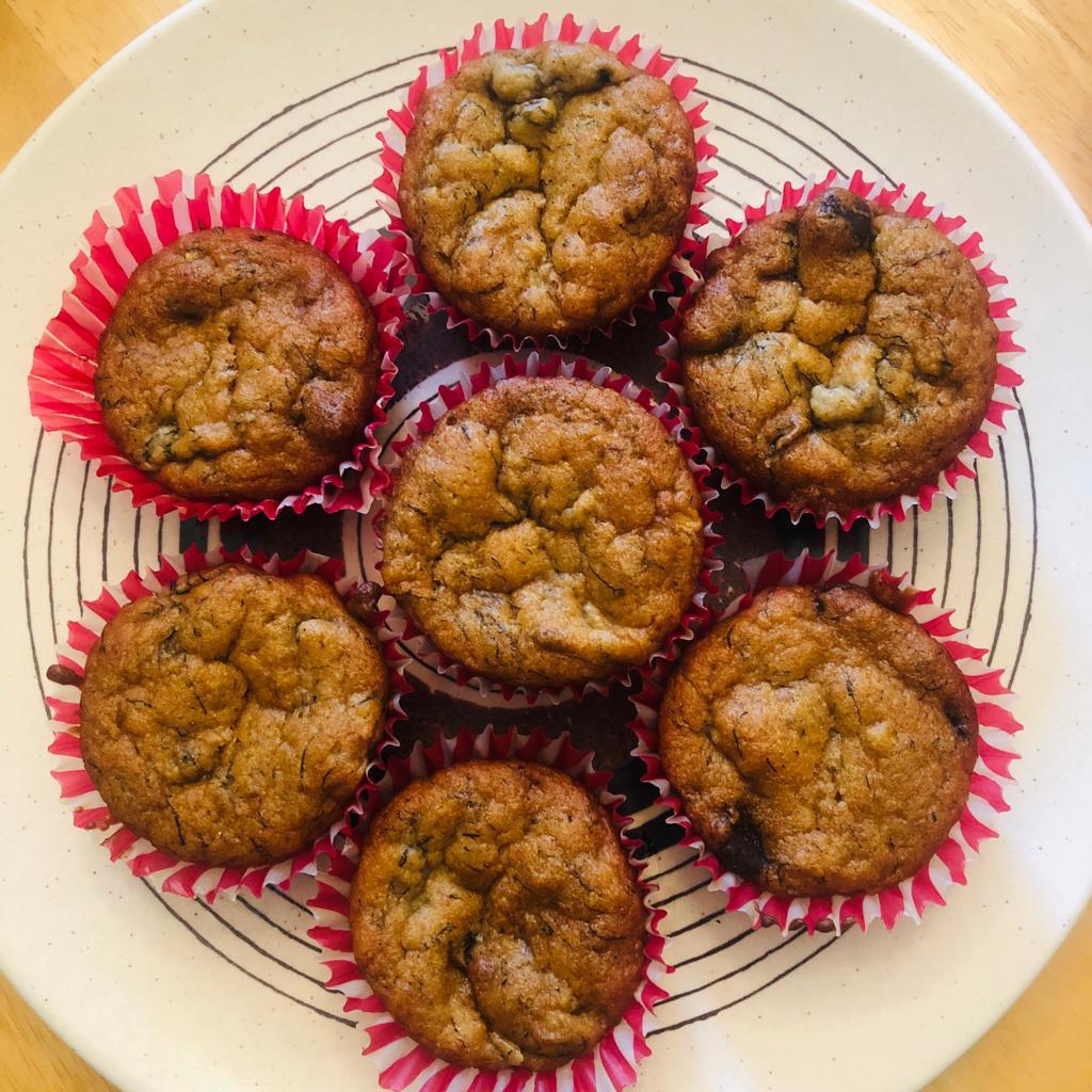 Banana Peanut Butter Chocolate Chip Muffins | Marinated with Joy